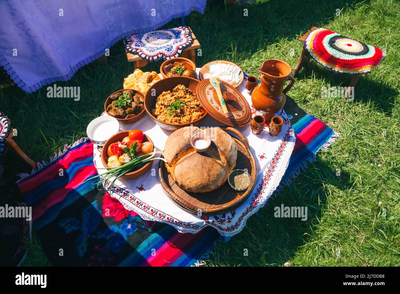 Traditional dishes of Gagauz cuisine at the Hederlez festival in in ...