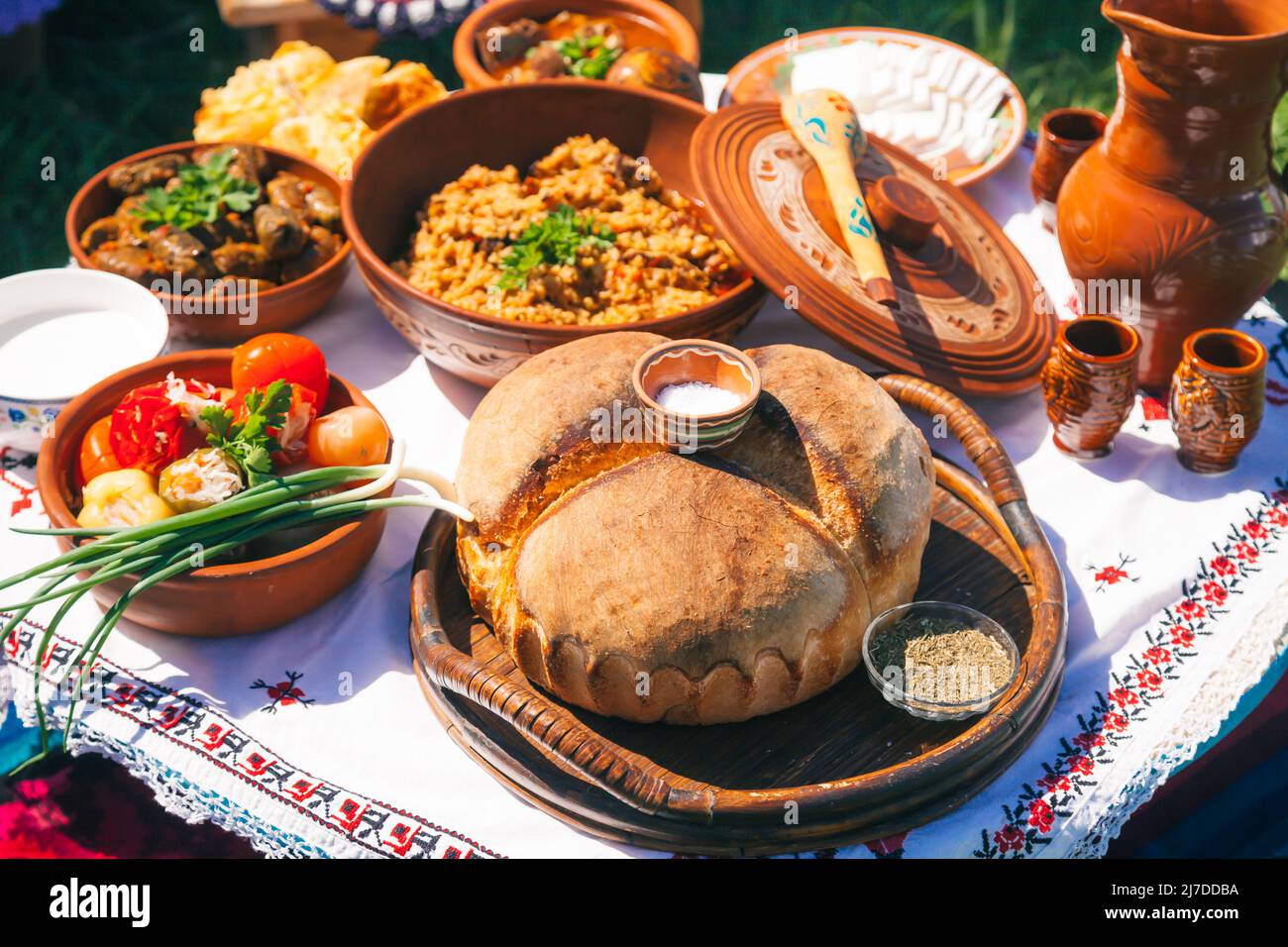 Traditional dishes of Gagauz cuisine at the Hederlez festival in in ...