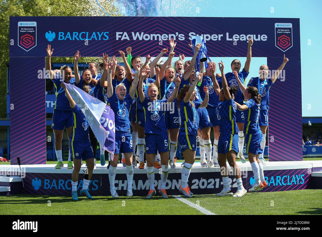 Captain Magdalena Eriksson (16 Chelsea) lifts the WSL Trophy during the ...