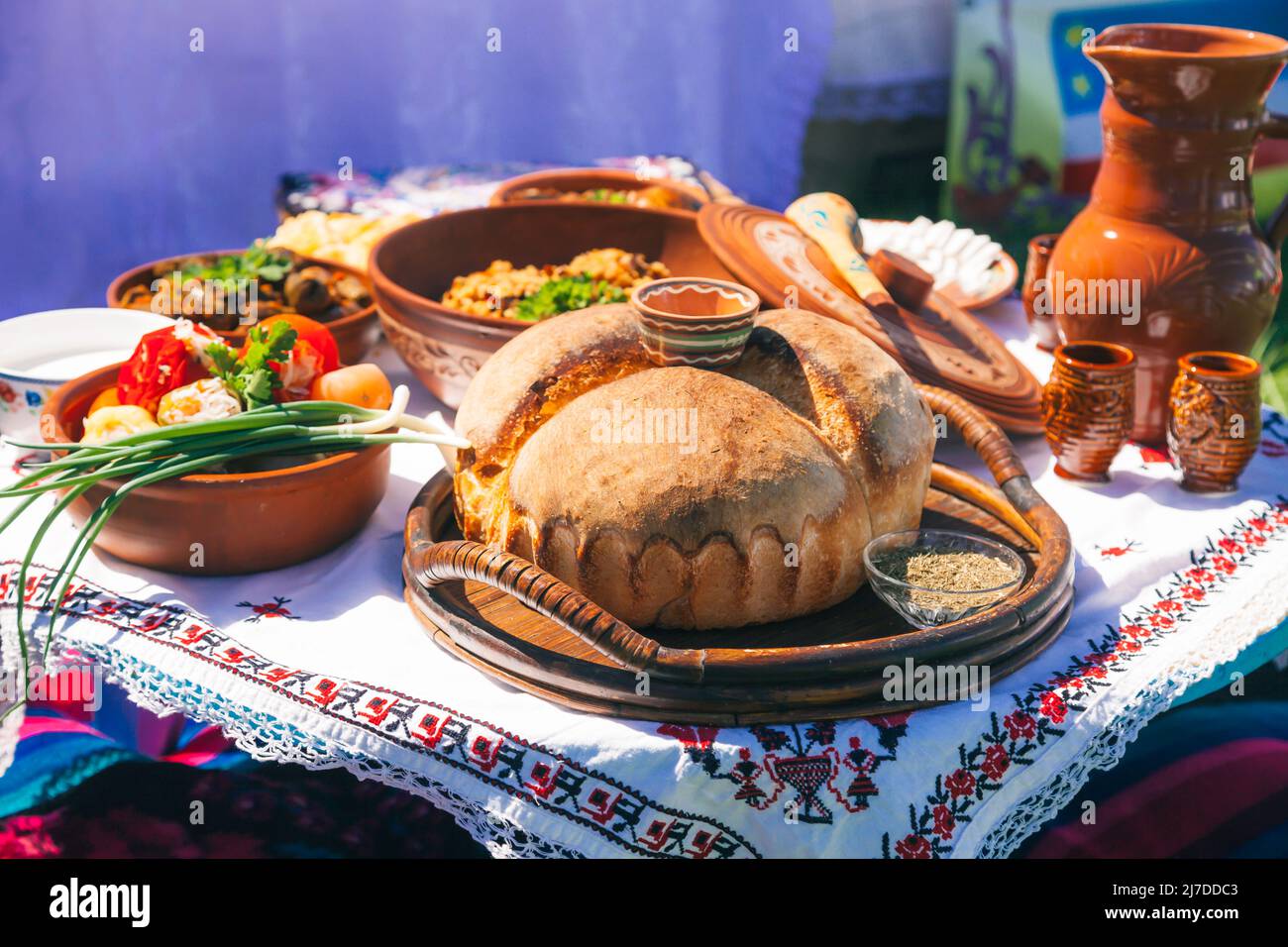 Traditional dishes of Gagauz cuisine at the Hederlez festival in in ...