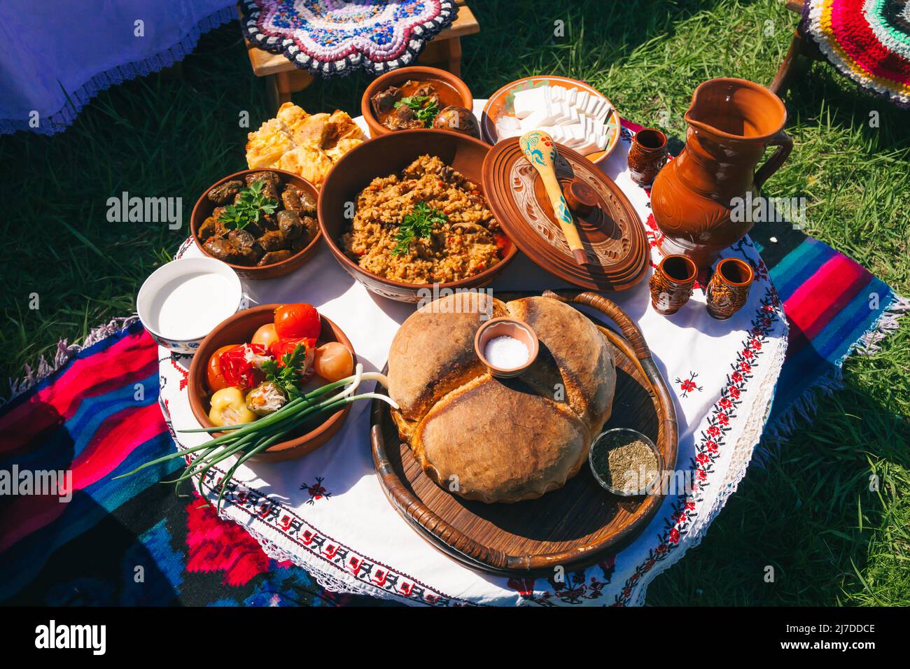 Traditional dishes of Gagauz cuisine at the Hederlez festival in in ...