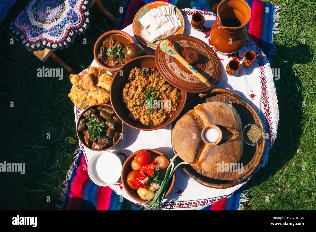 Traditional dishes of Gagauz cuisine at the Hederlez festival in in ...