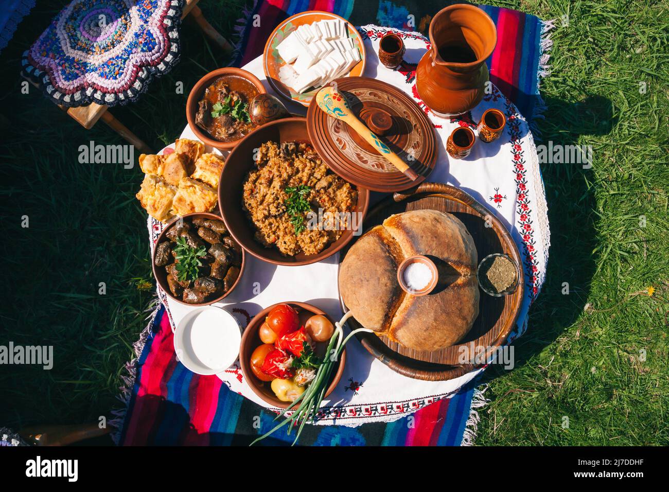 Traditional dishes of Gagauz cuisine at the Hederlez festival in in ...