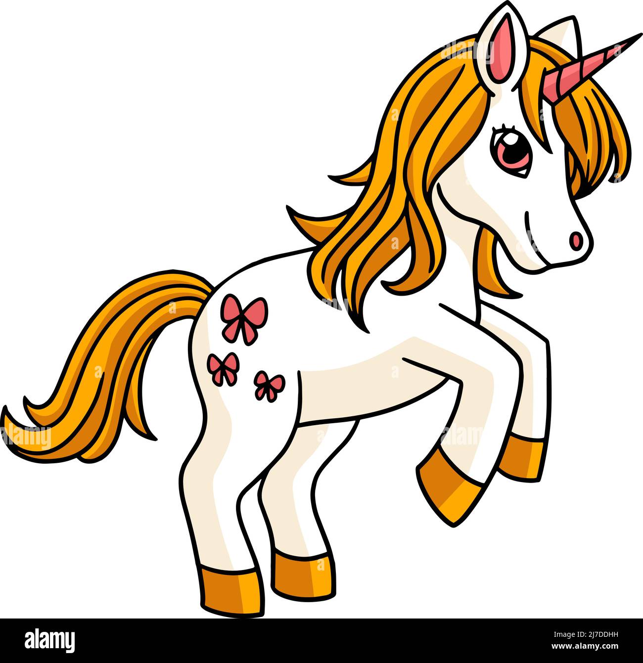 Fairy Unicorn In Forest Cartoon Colored Clipart Stock Vector Image ...