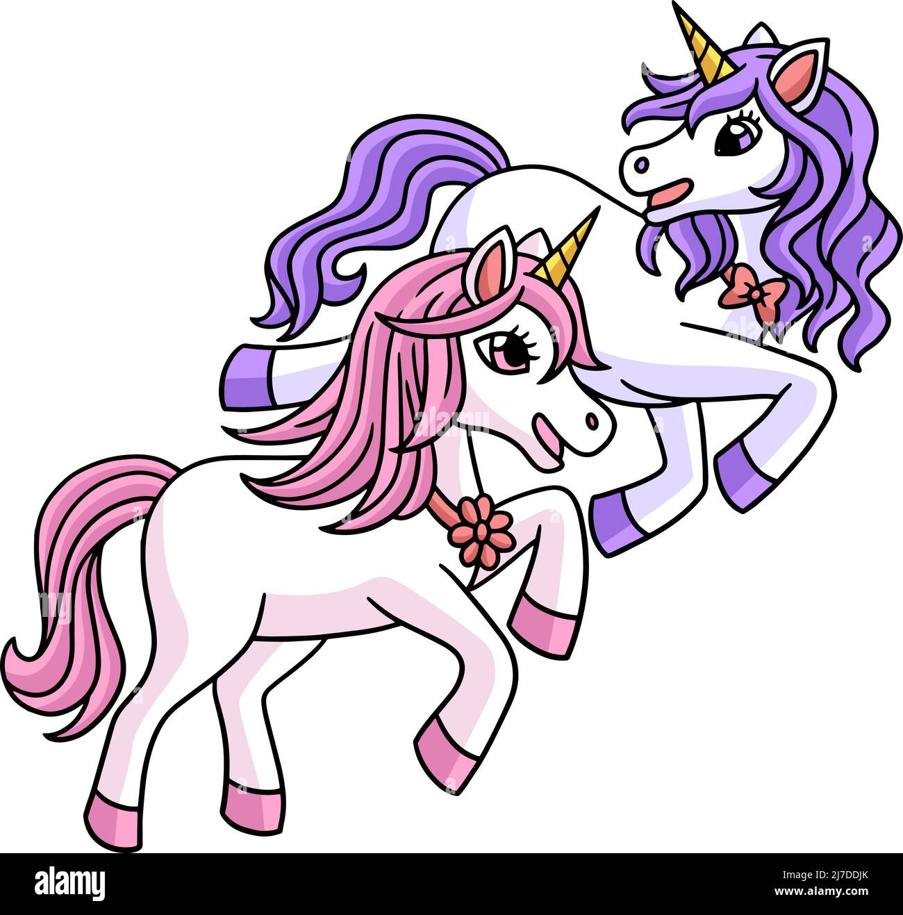 Unicorn With A Friend Cartoon Colored Clipart Stock Vector Image & Art ...