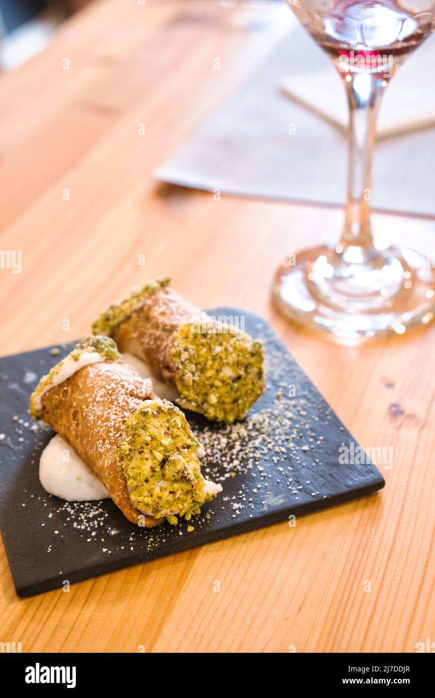 Small sicilian cannoli, a delicious sweet Stock Photo - Alamy