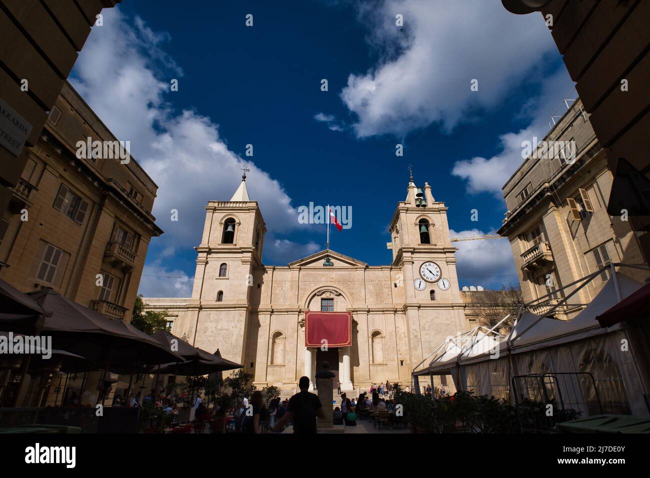 View of the facade of the co-cathedral of Saint John from Saint Zachary ...