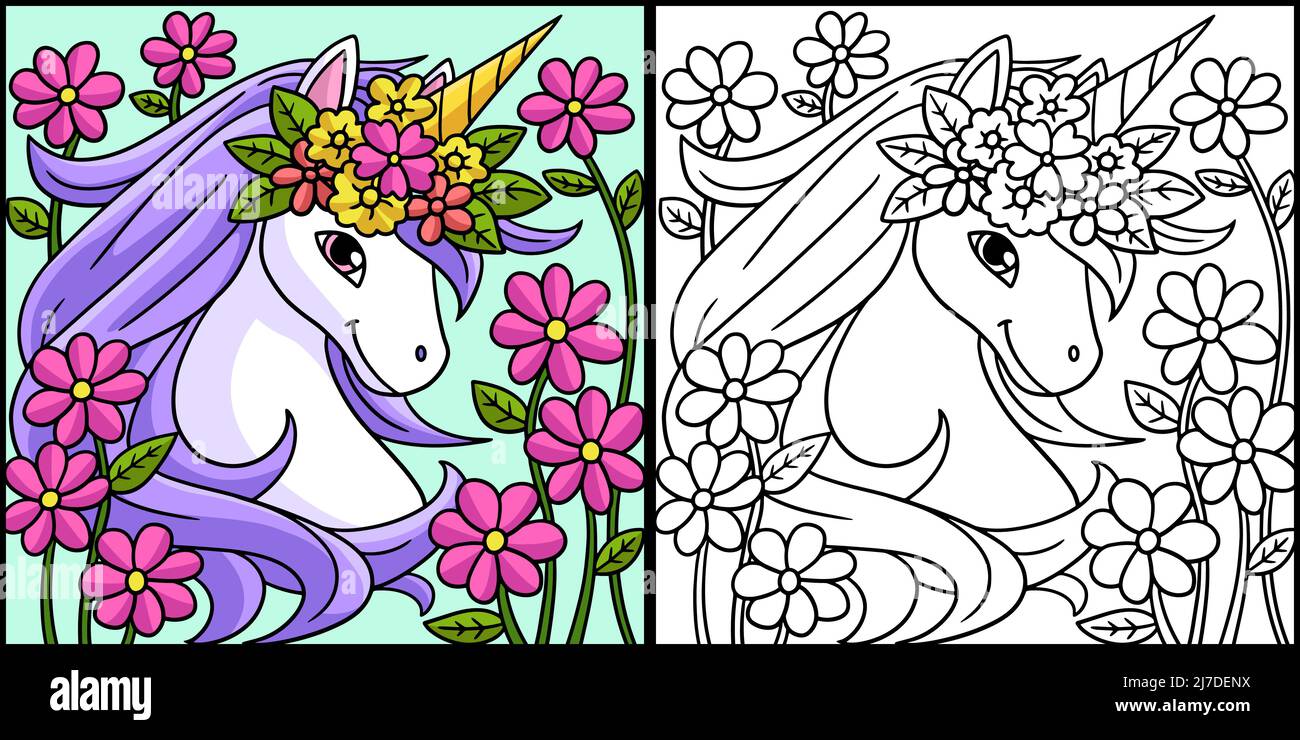 Unicorn Wearing A Flower Wreath Illustration Stock Vector Image & Art ...