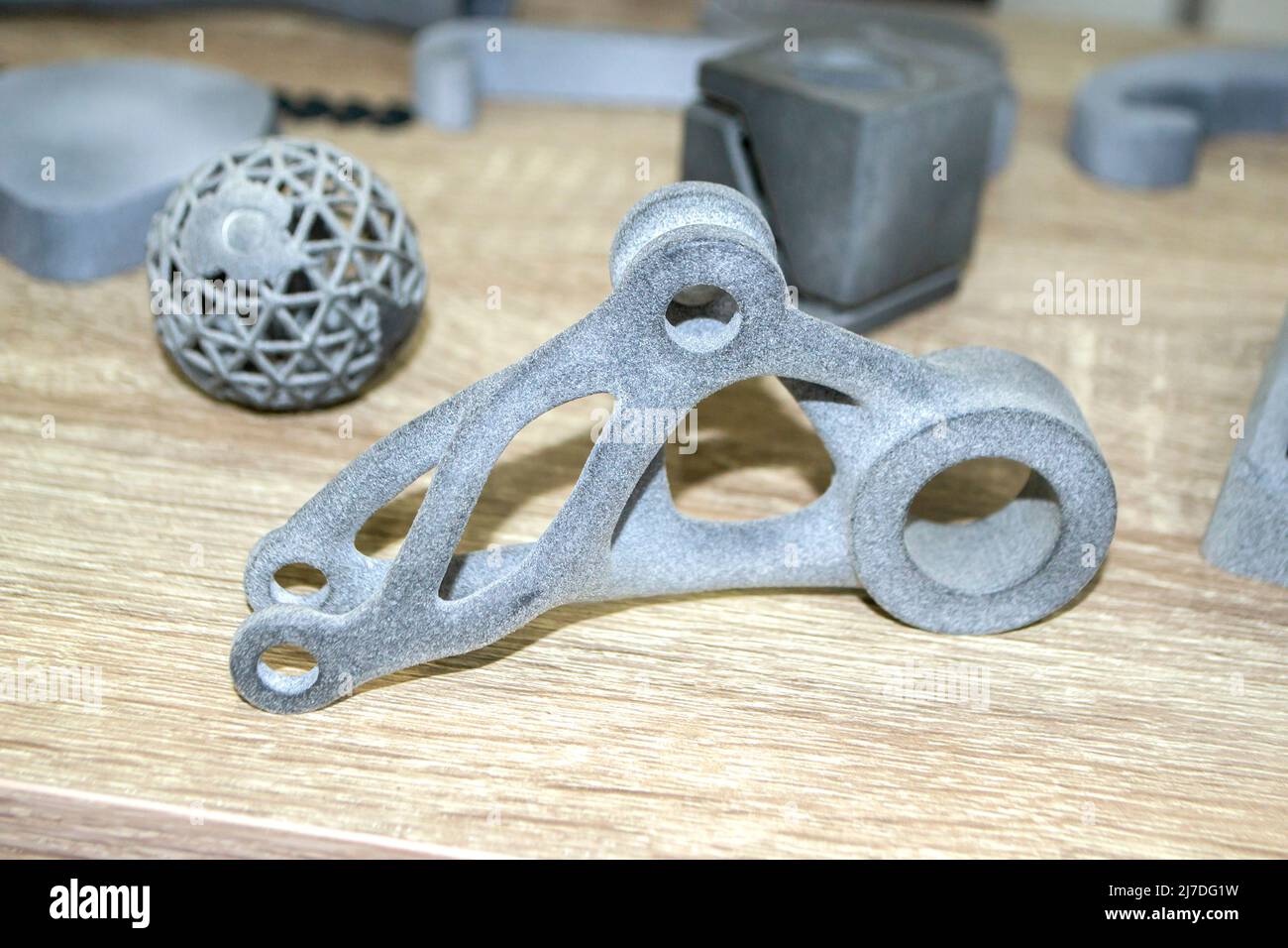Model printed on 3D printer. Gray object printed on 3D printer made of ...