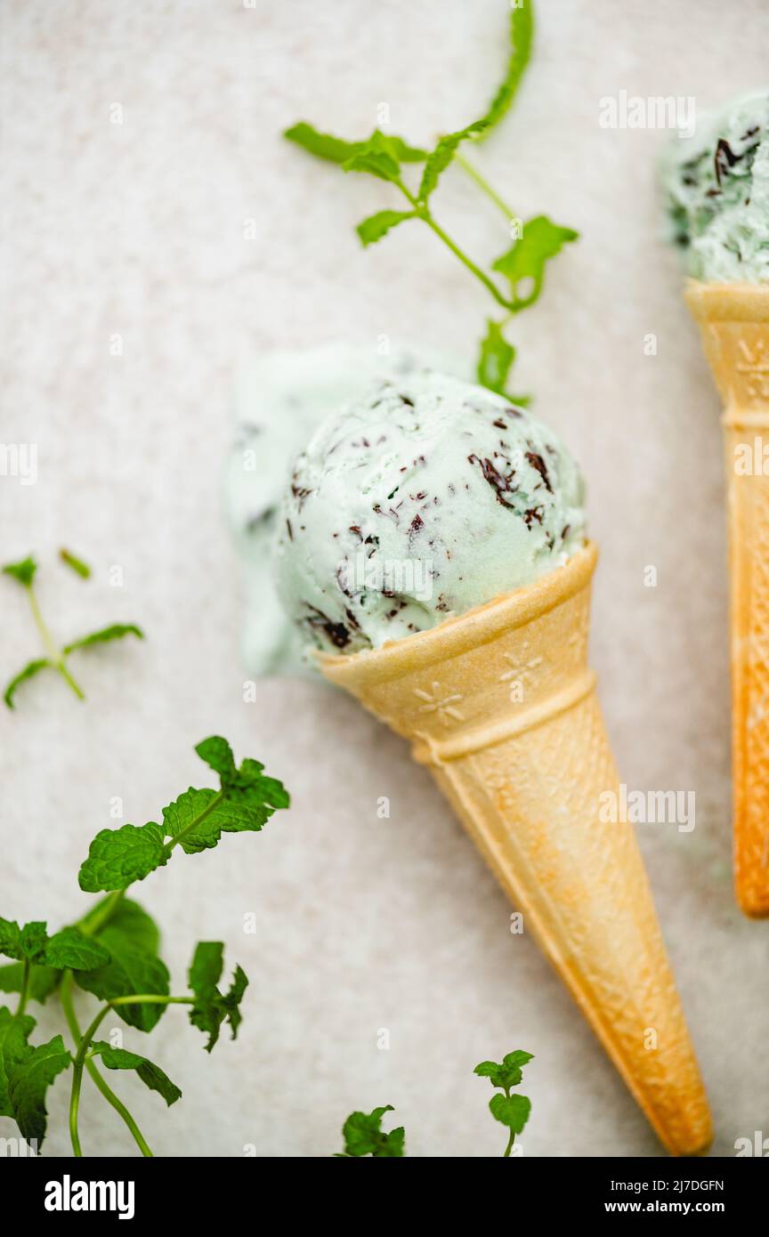 Mint Choc Chip Ice Cream Stock Photo - Alamy