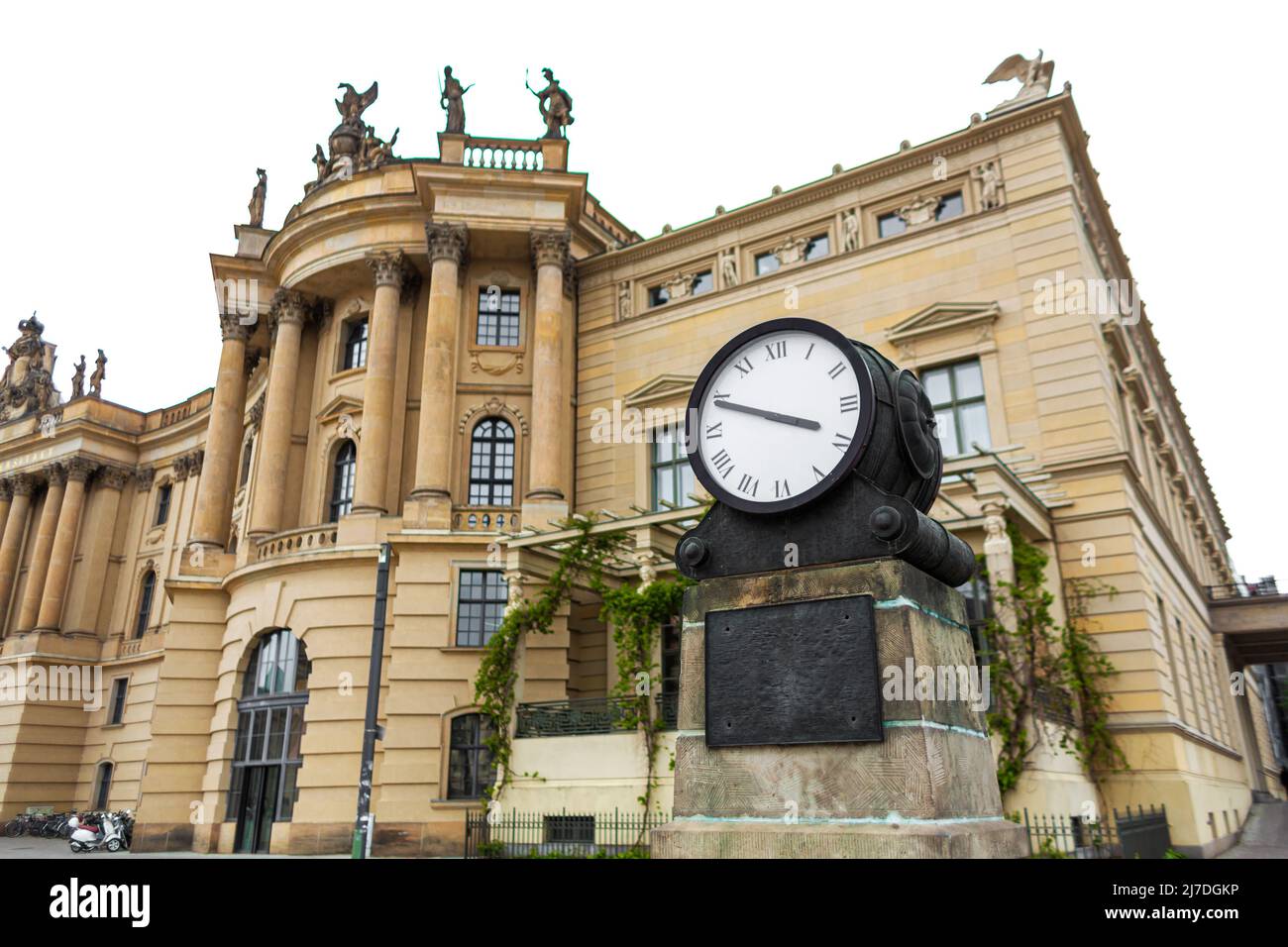 Large analog clock on a city street. City exterior. Berlin, Germany ...