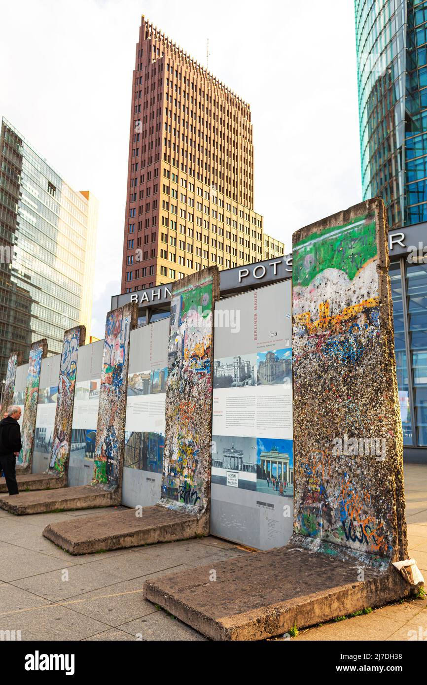 Monument parts of the Berlin wall pasted over with chewing gum. Berlin ...
