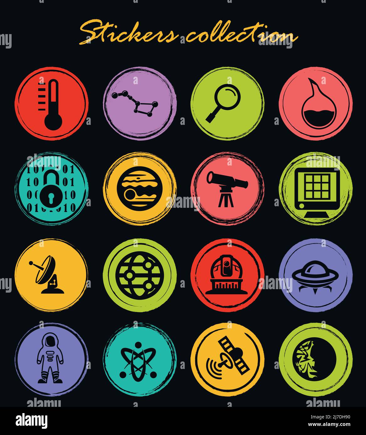 Faculty of astronomy vector icons for user interface design Stock ...