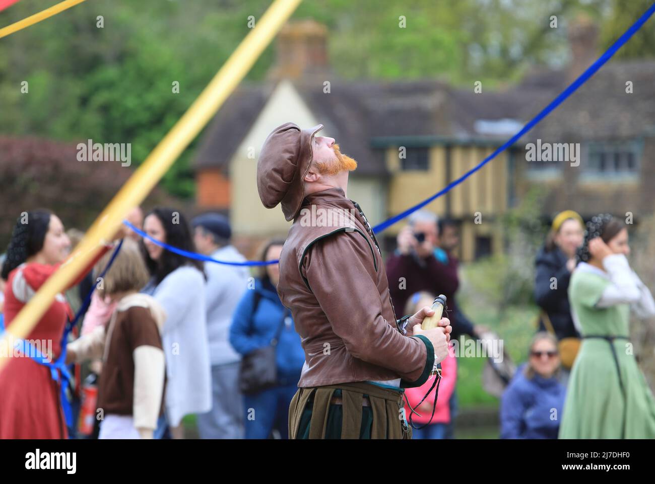 Maypole dancing for May Day at historic Hever Castle in Kent, UK Stock ...