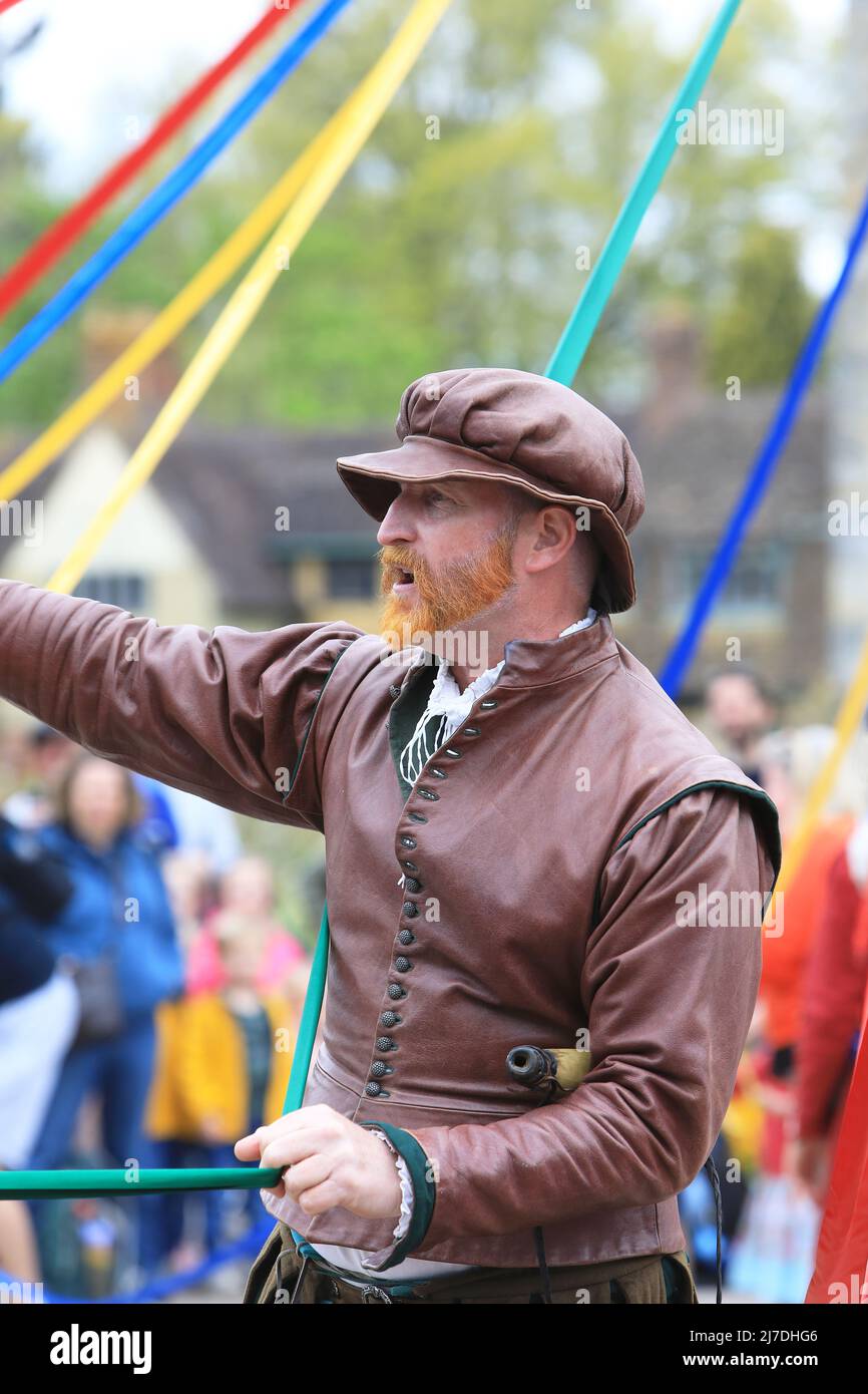Maypole dancing for May Day at historic Hever Castle in Kent, UK Stock ...