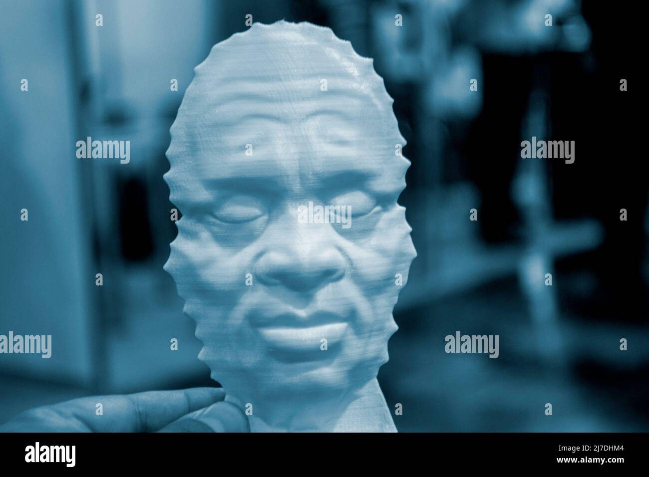 Model printed on 3D printer. Many object printed on 3D printer made of ... Model printed on 3D printer. Many object printed on 3D printer made of ...