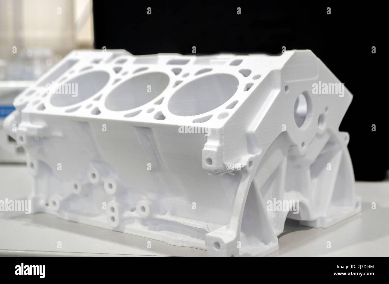 Model prototype car motor printed on 3D printer. Object printed on 3D ...