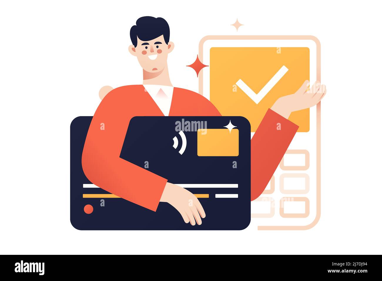 Contactless payment, wireless transaction, online processing vector ...