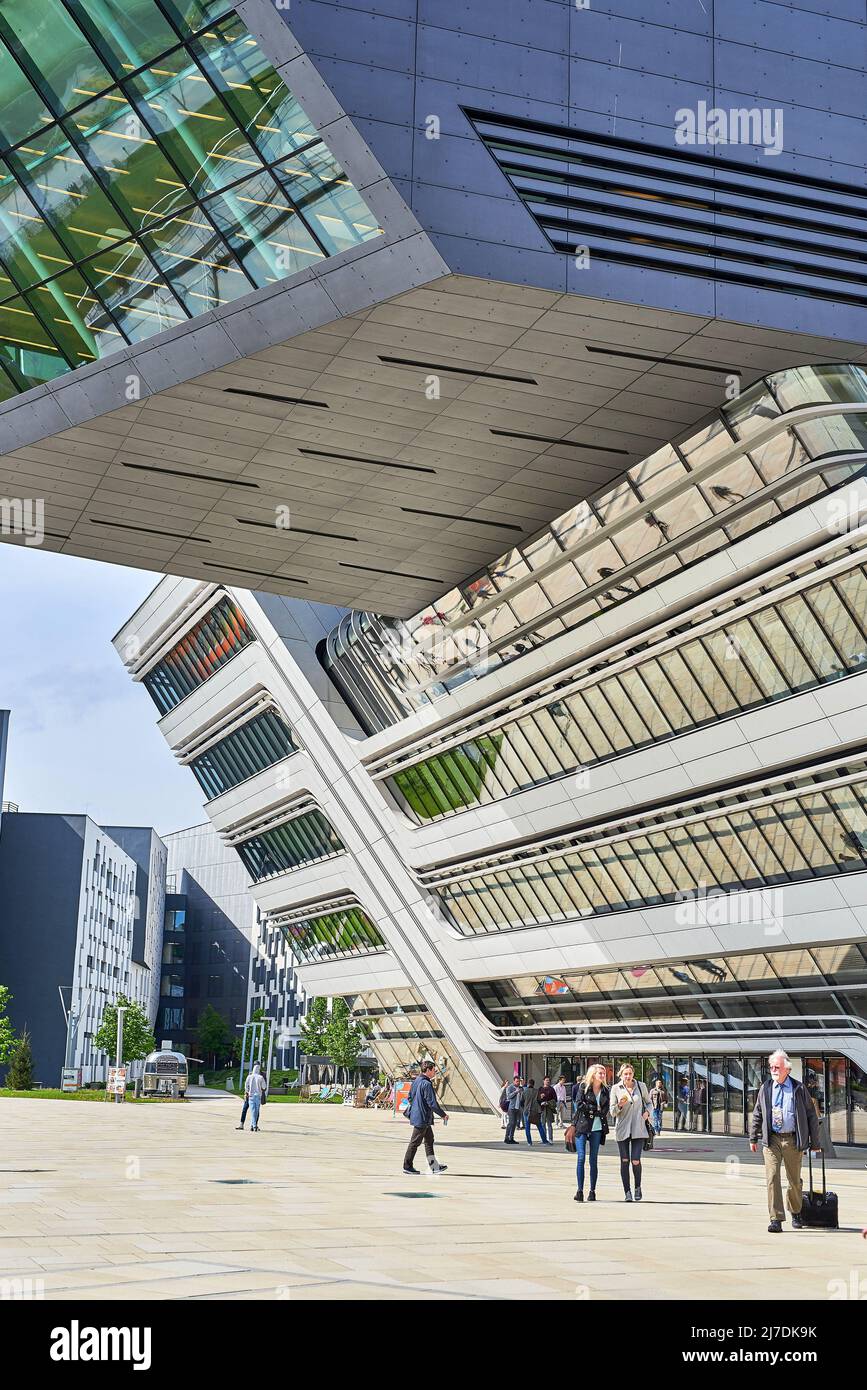 futuristic architecture of prater university buildings in vienna on a ...