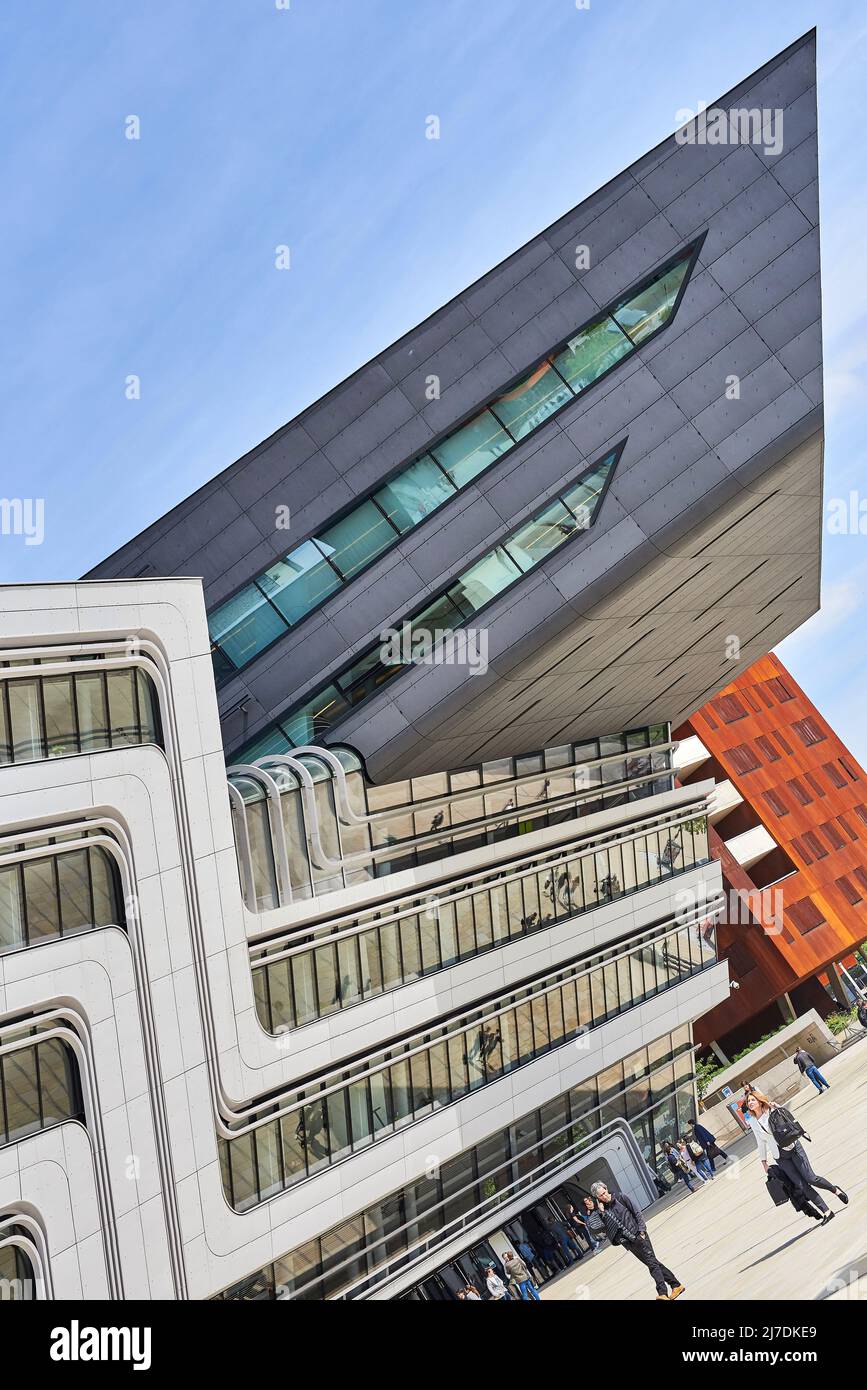 futuristic architecture of prater university buildings in vienna on a ...