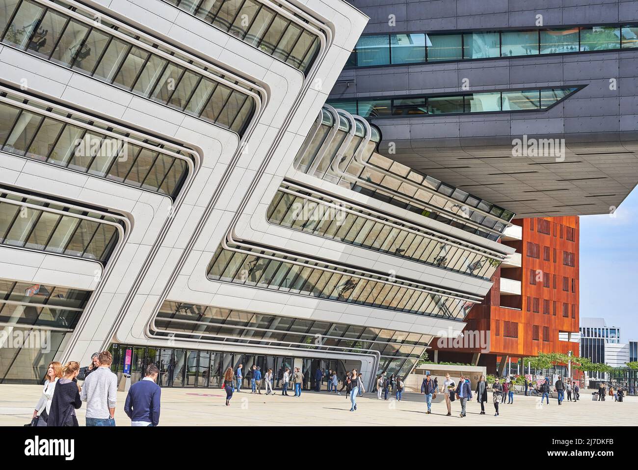 futuristic architecture of prater university buildings in vienna on a ...