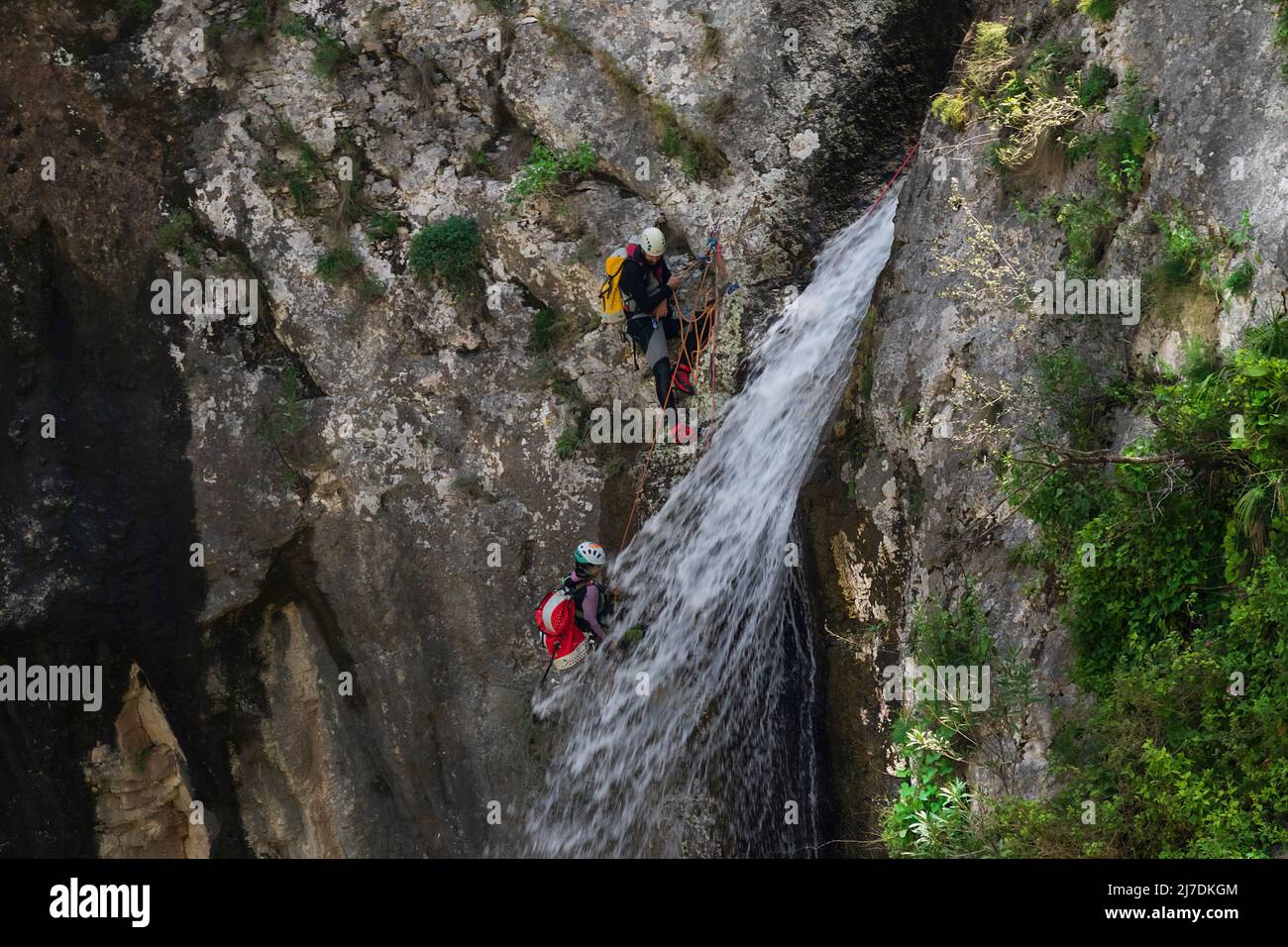 Waterfall rappelling on canyoning hi-res stock photography and images ...