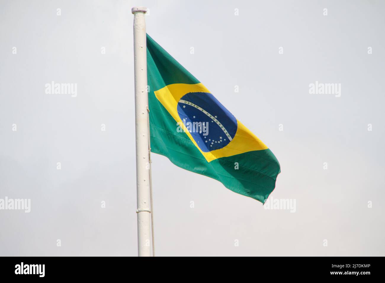 Brazilian flag outdoors in Rio de Janeiro, Brazil Stock Photo - Alamy
