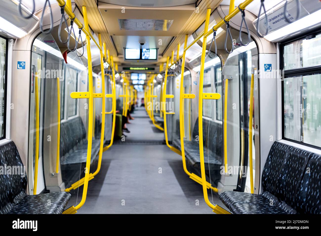 Modern subway. Subway car interior without people Stock Photo - Alamy