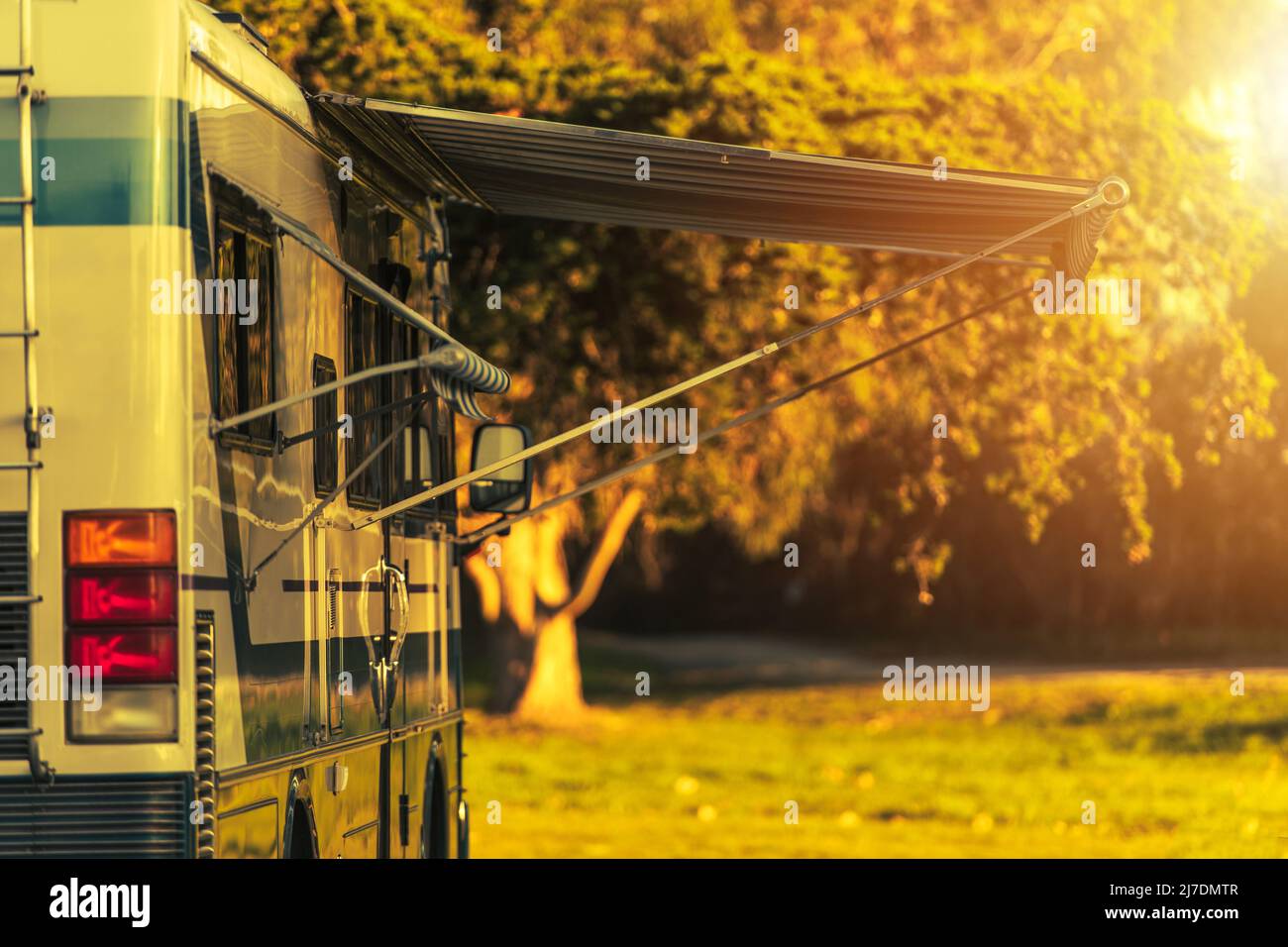 Class A Recreation Vehicle Diesel Pusher Motorhome Camping Spot. Motor ...