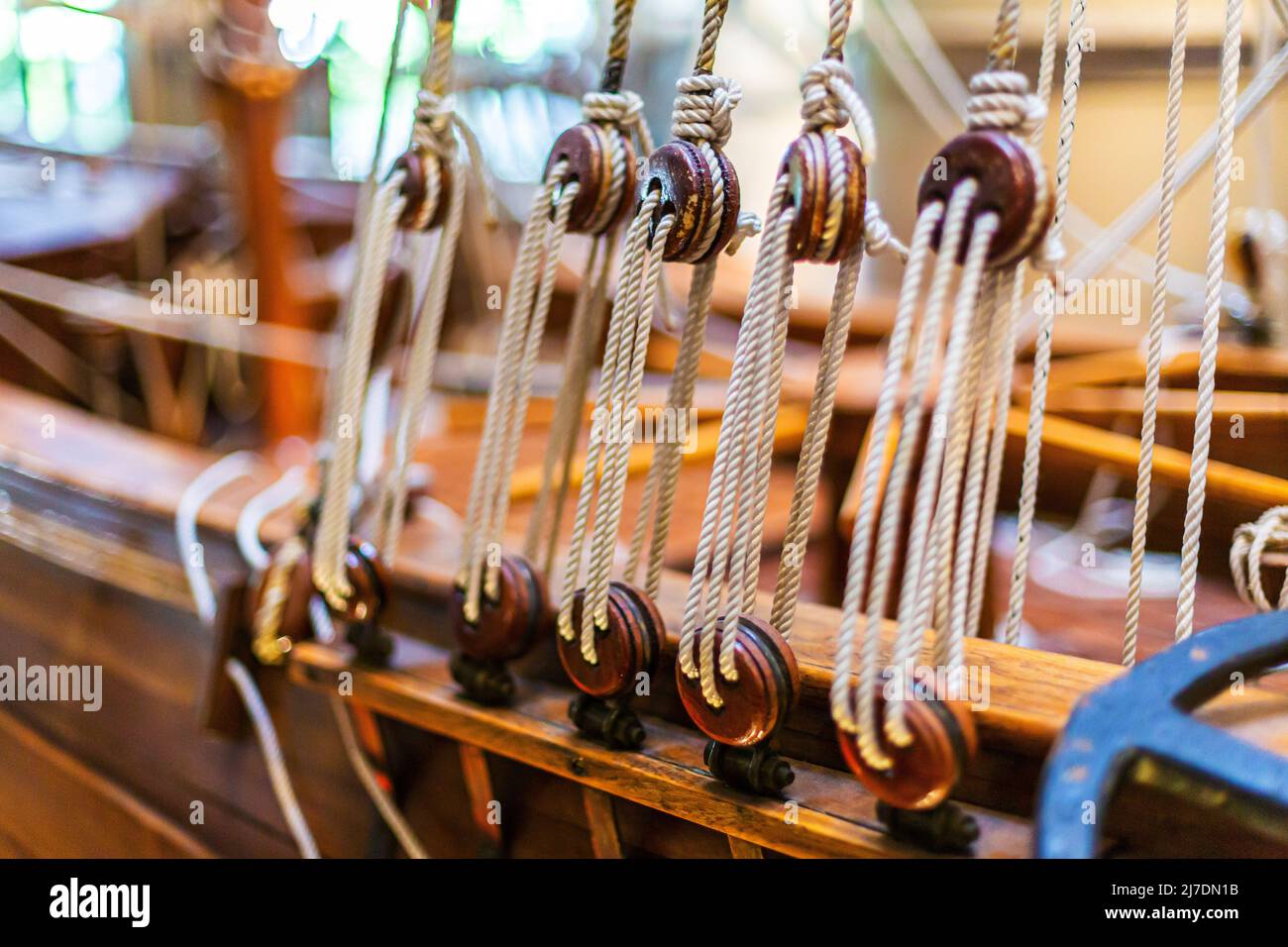 Details of a quality model of an old sailing ship made of wood Stock ...