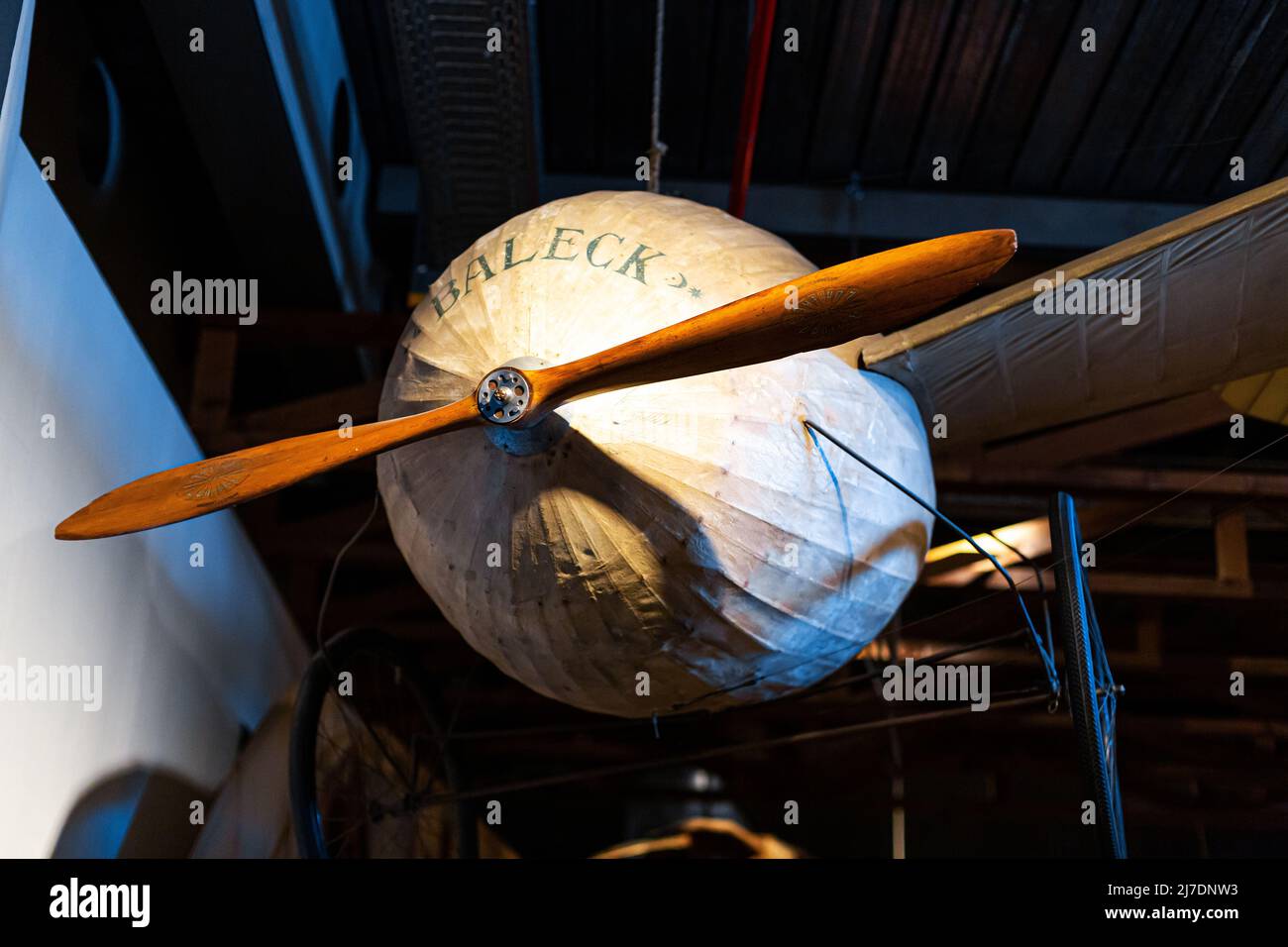Details of a rare aircraft with a wooden propeller. Berlin, Germany ...