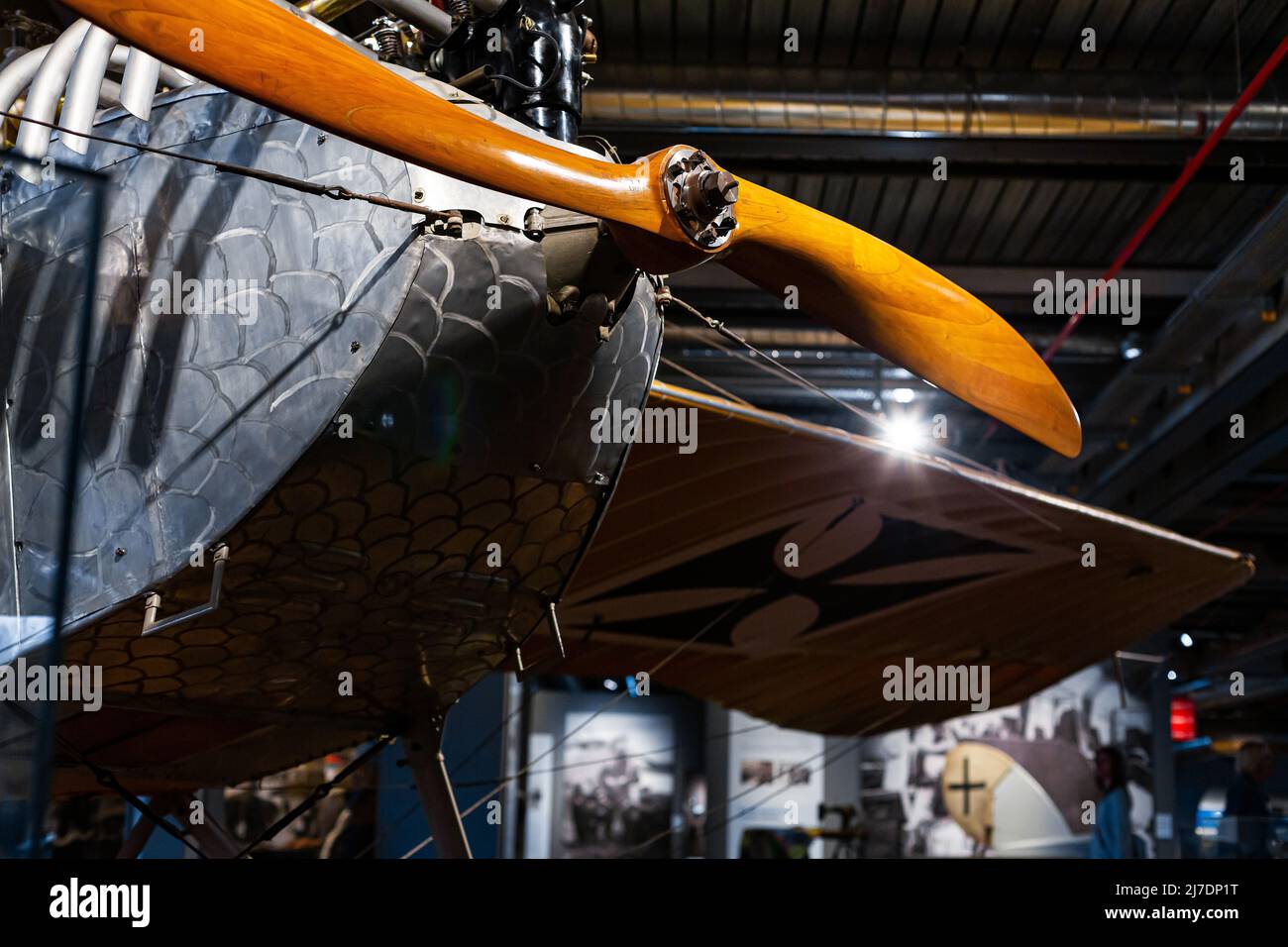 Details of a rare aircraft with a wooden propeller. Berlin, Germany ...
