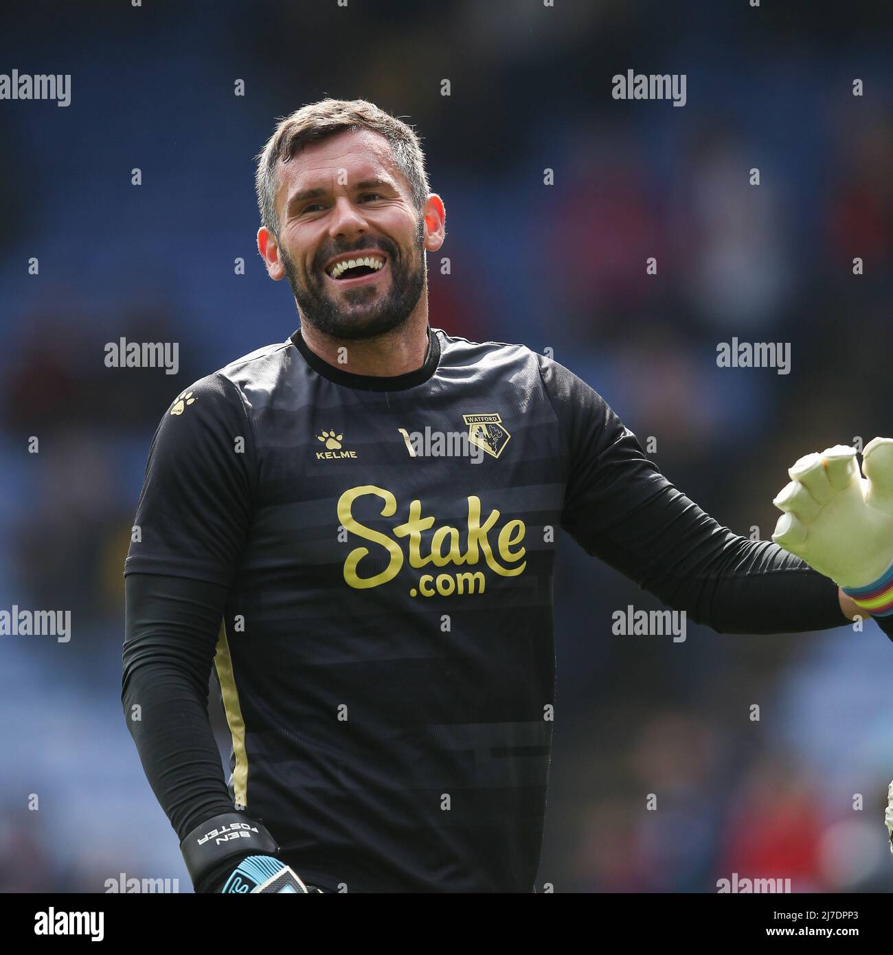 London, England, 7 May 2022. Watford Goalkeeper Ben Foster warms up ...