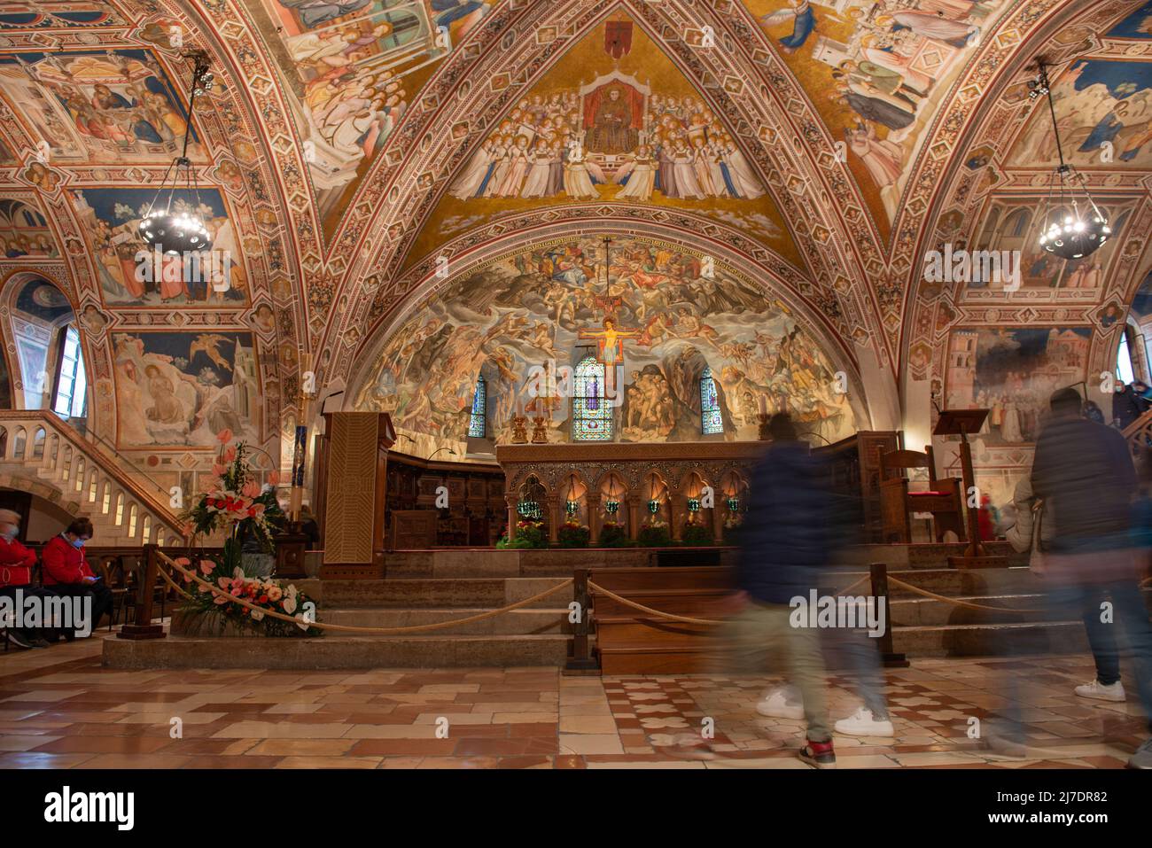 Assisi Italy April 24 2022: Faithful visiting the lower basilica of San ...