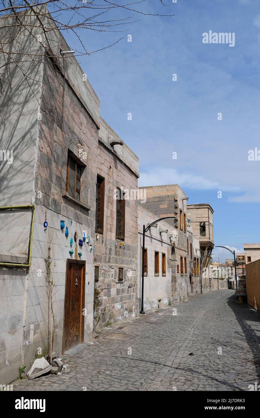 The Ottoman street with traditional buildings in Kayseri Talas attracts ...