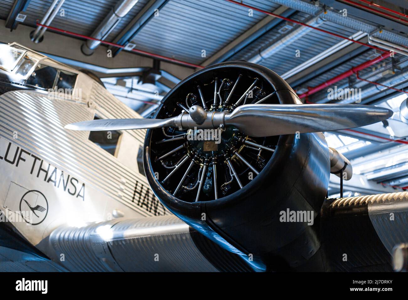 Aircraft engine parts in the Museum of the History of Aviation. Berlin ...