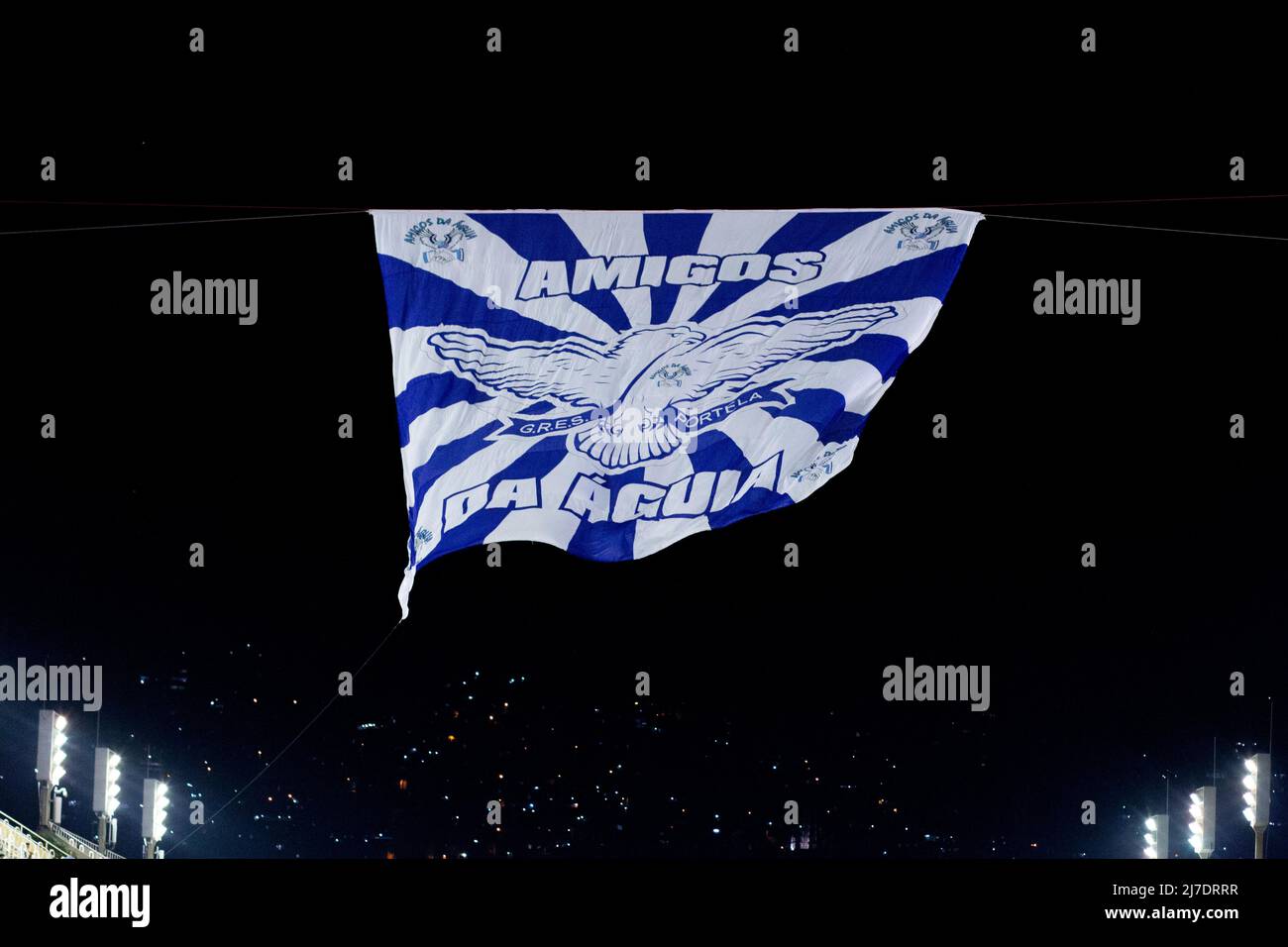 Flag of the portala samba school at the Marques de Sapucai Sambodromo ...