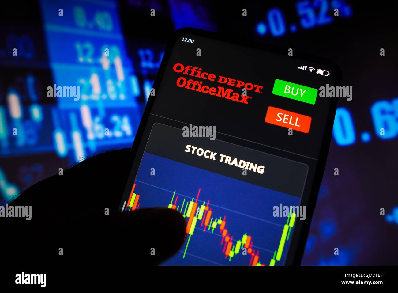 In this photo illustration the stock trading graph of Office Depot ...