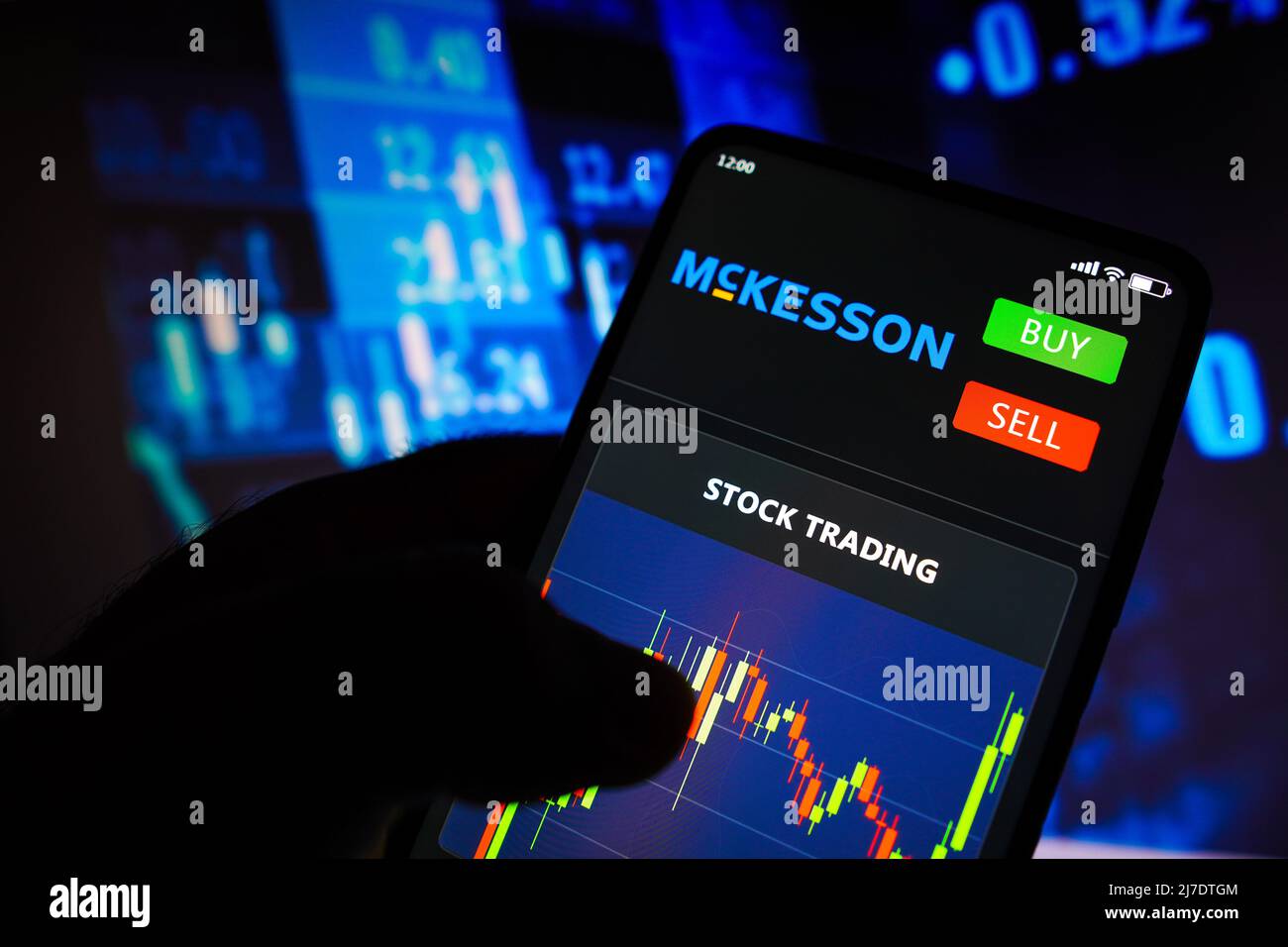 In this photo illustration the stock trading graph of McKesson ...