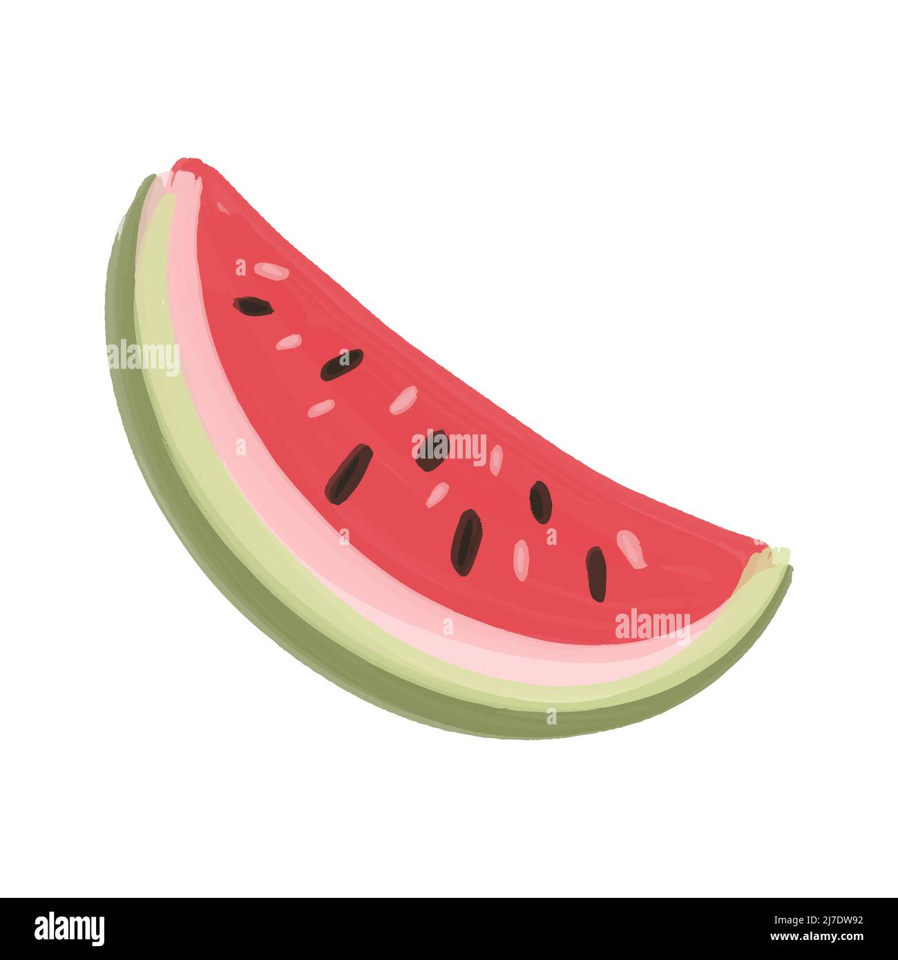 A slice of watermelon painted in watercolor in the style of boho ...