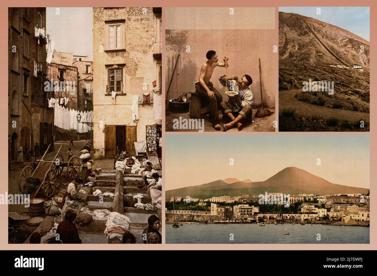 A color postcard of Naples dating back to the mid-19th century, the ...