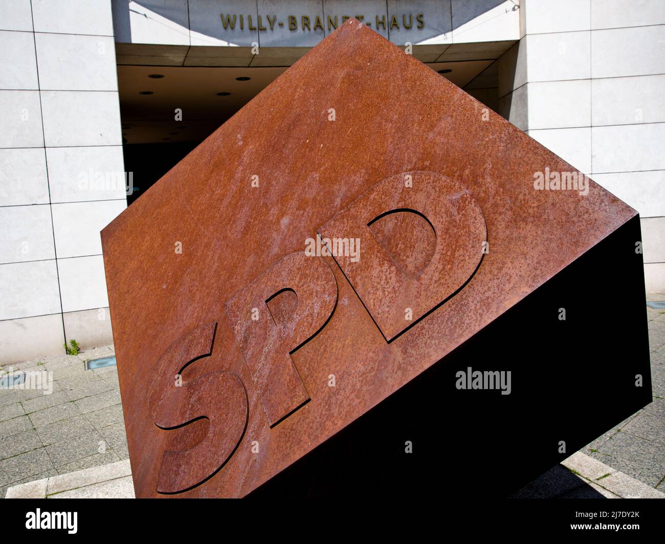 Rusty Cube With The Inscription SPD In Front Of The Willy Brandt House ...