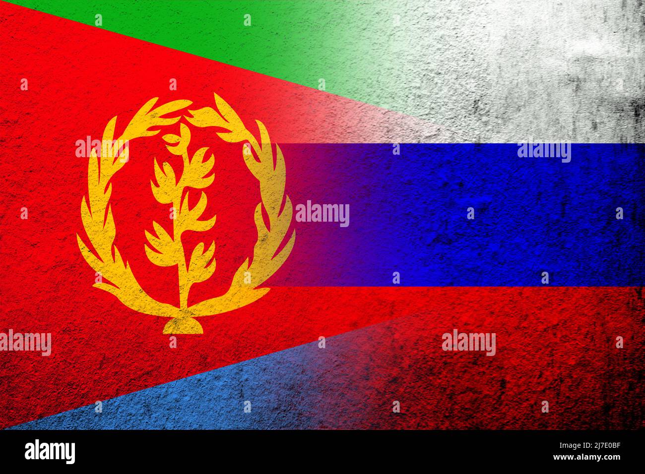 National flag of Russian Federation with The State of Eritrea national ...