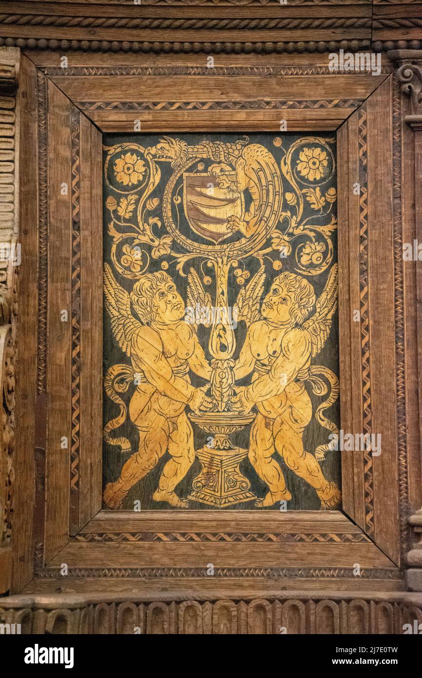 Panel from the choir stall from the Franciscan church at Nyírbátor in ...