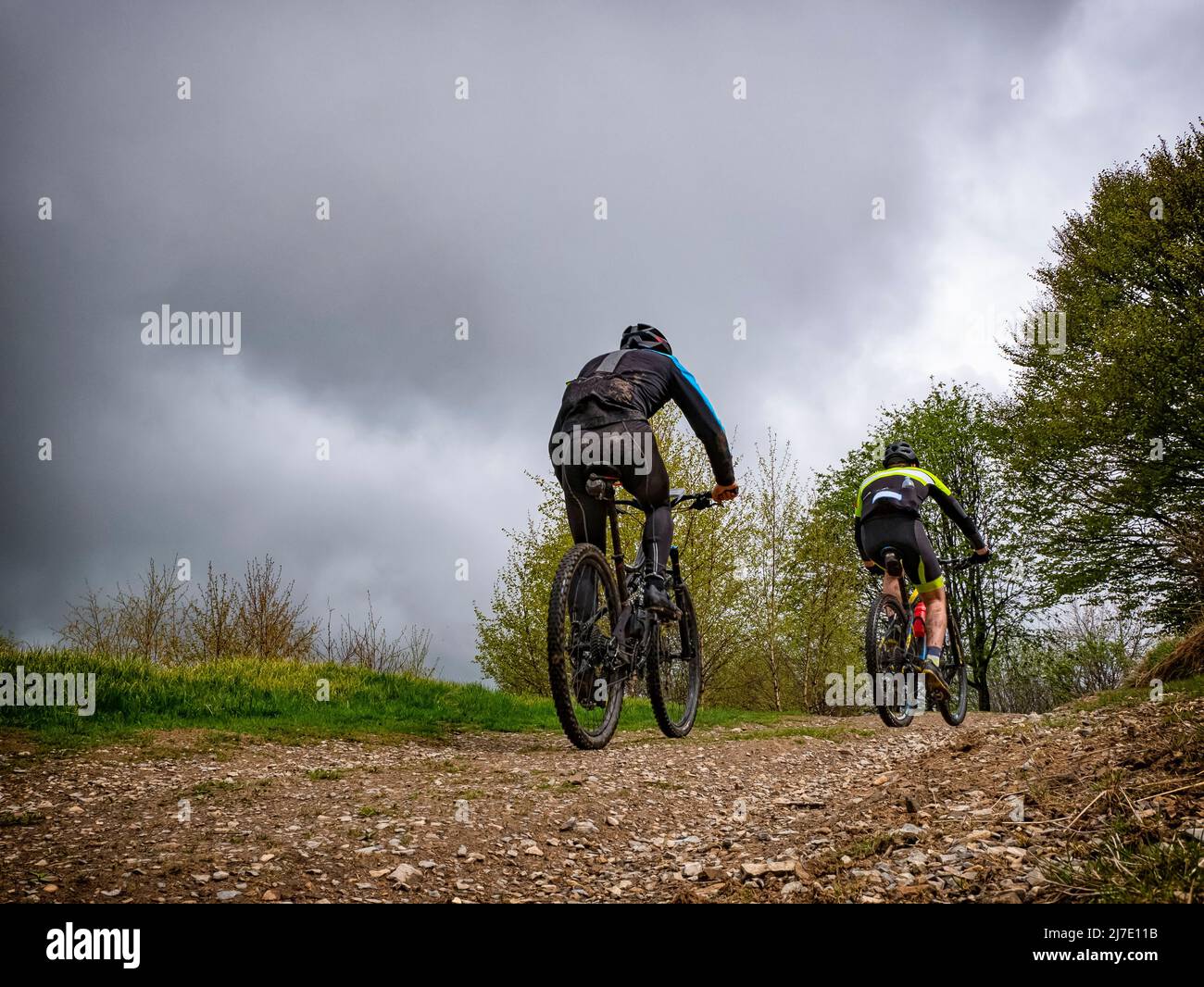 Cycling on a mountain trail Stock Photo - Alamy