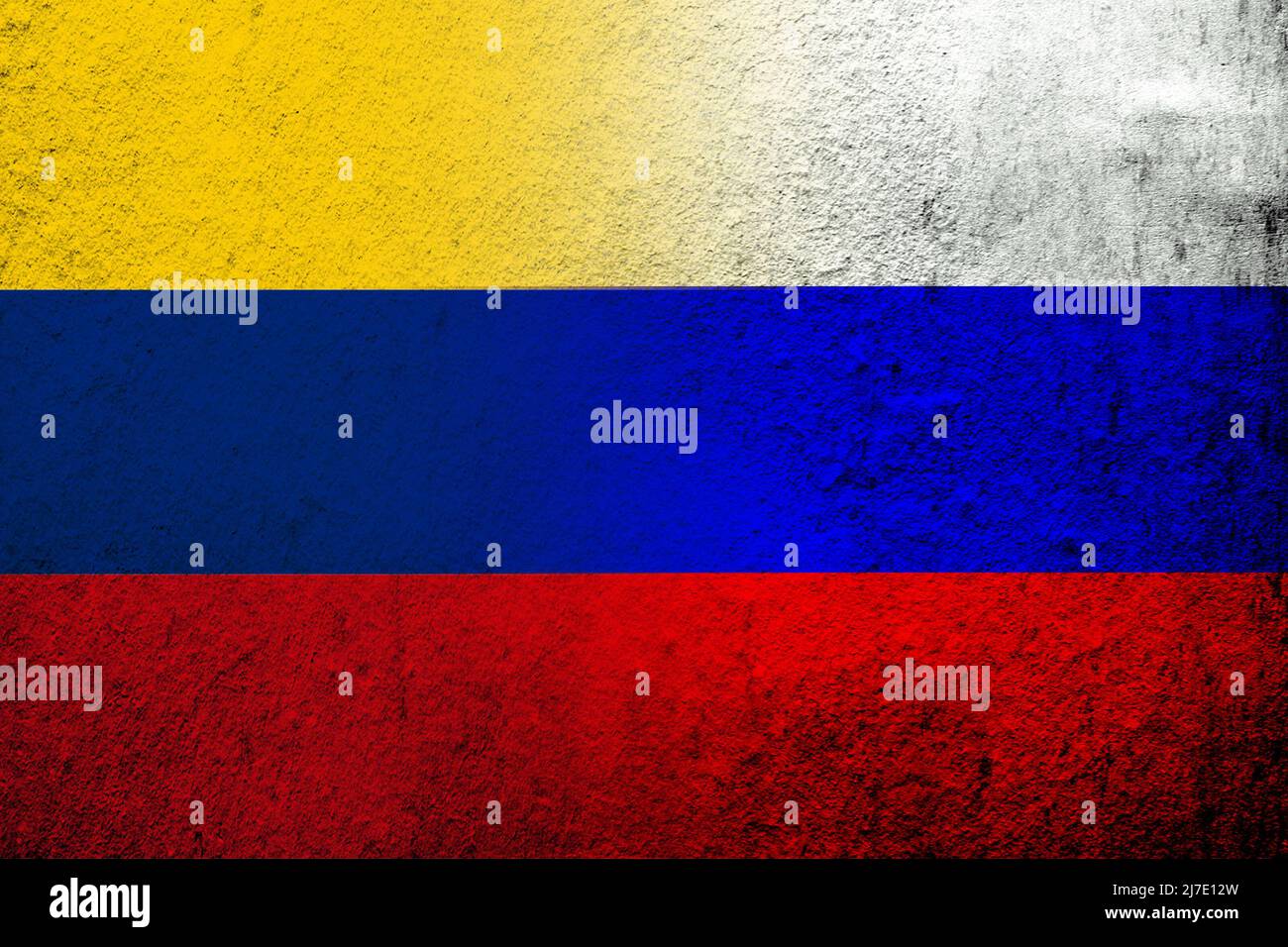 National flag of Russian Federation with National flag of Colombia ...