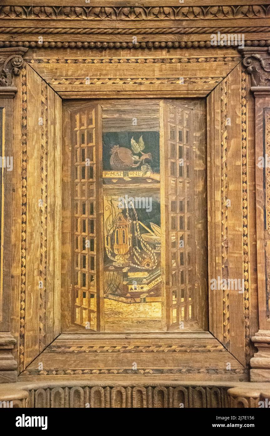 Panel from the choir stall from the Franciscan church at Nyírbátor in ...