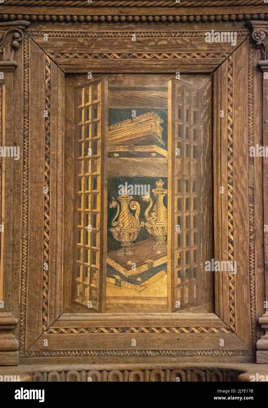 Panel from the choir stall from the Franciscan church at Nyírbátor in ...