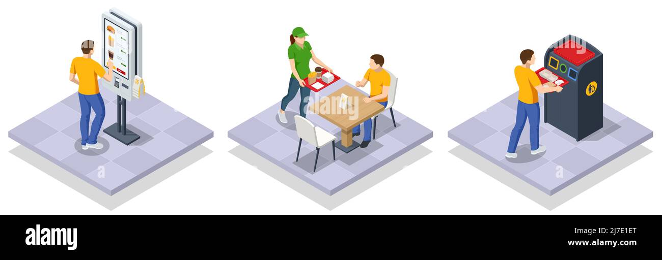 Isometric Self-Service Desk with Touch Screen and Payment Terminal ...