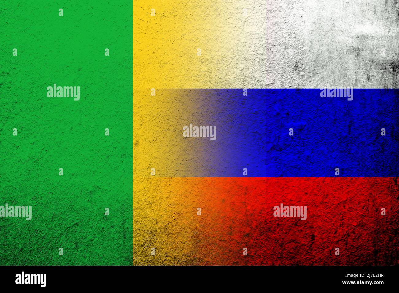 National flag of Russian Federation with the Republic of Mali National ...